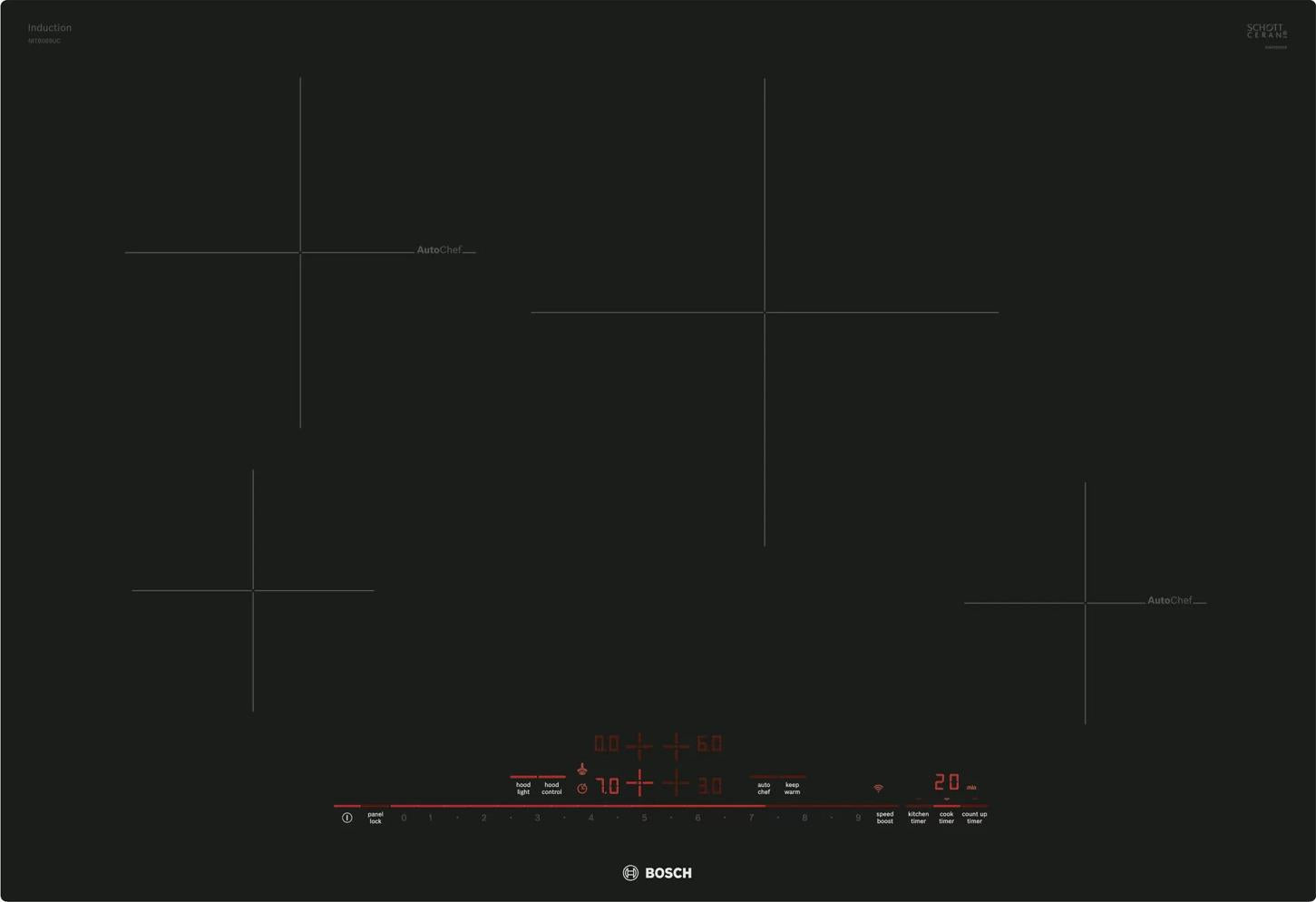 Bosch 800 Series NIT8060UC 30 Inch Induction Smart Cooktop With Full W ...